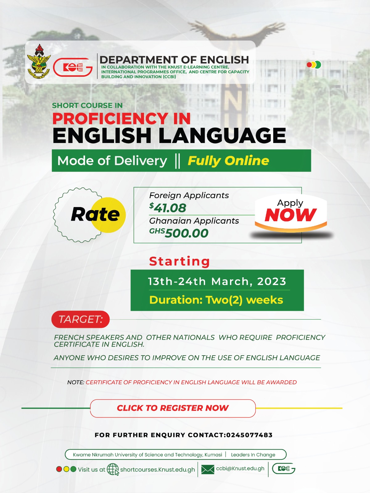 OnlineRegister_EnglishProficiency | Elearning, KNUST